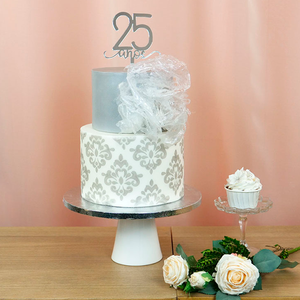 Silver Acrylic Cake Topper - 25 Years Topper